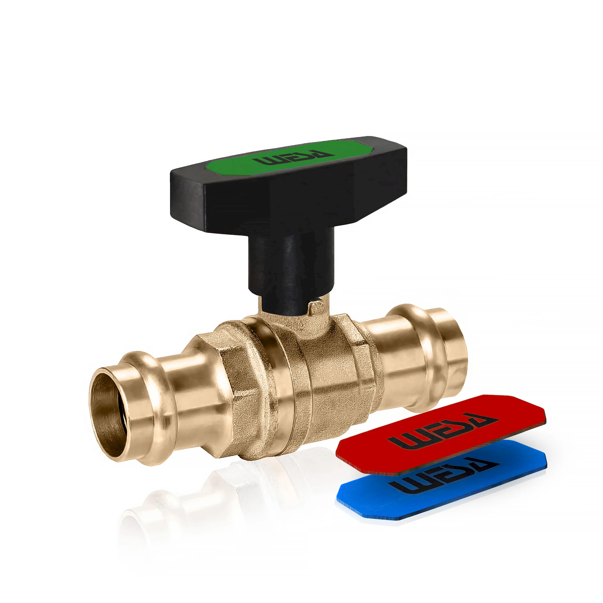 Press ball valve brass DVGW drinking water 15-54mm x 15-54mm PN10 - THE ...