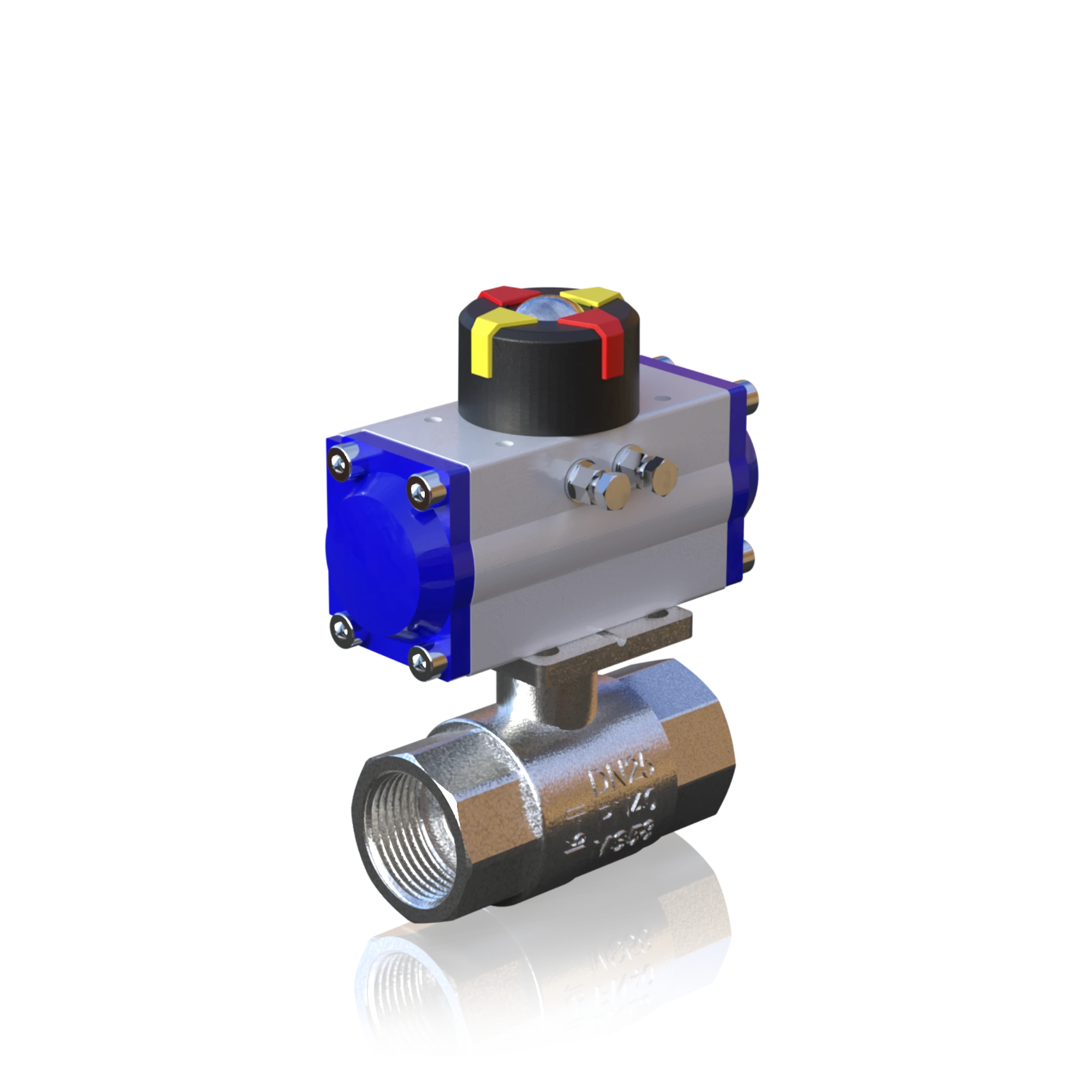 Ball valve brass 1/2"-2" FE/FE PN25-40 Pneumatic actuator PD double ...