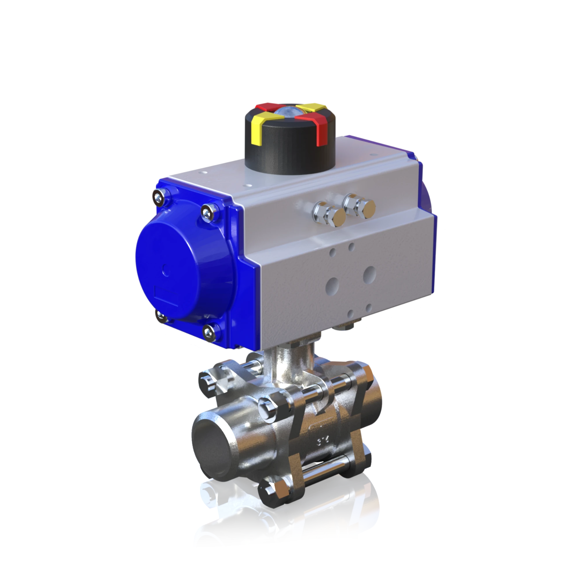 Ball valve stainless steel 3-part DN08-100 BWE/BWE PN63 Pneumatic ...