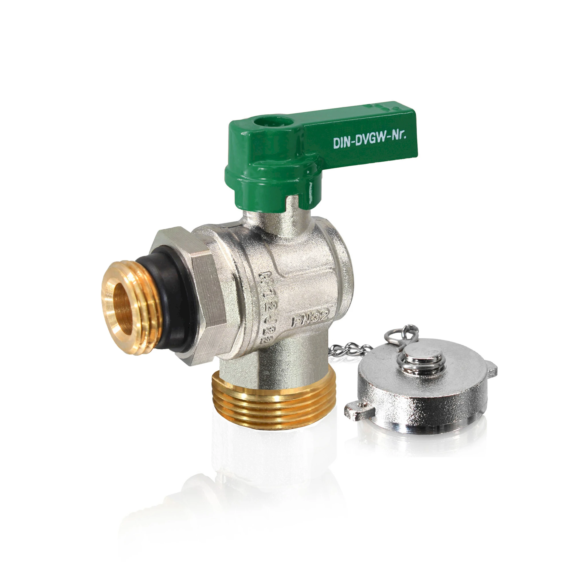BFD angle ball valve brass DVGW drinking water 1/2" MA x 3/4" MA PN32 ...